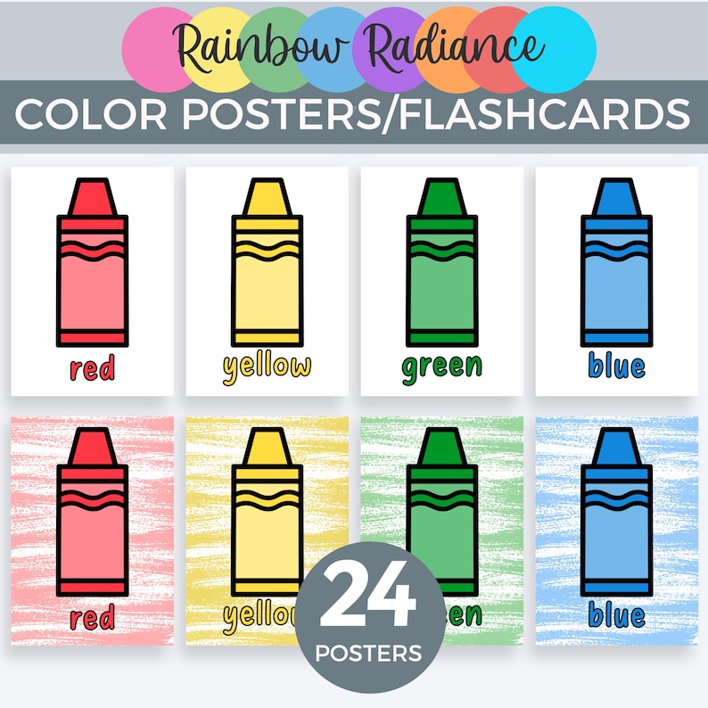 Color Posters and Flashcards, Crayon Theme Classroom Decor, Printable ...