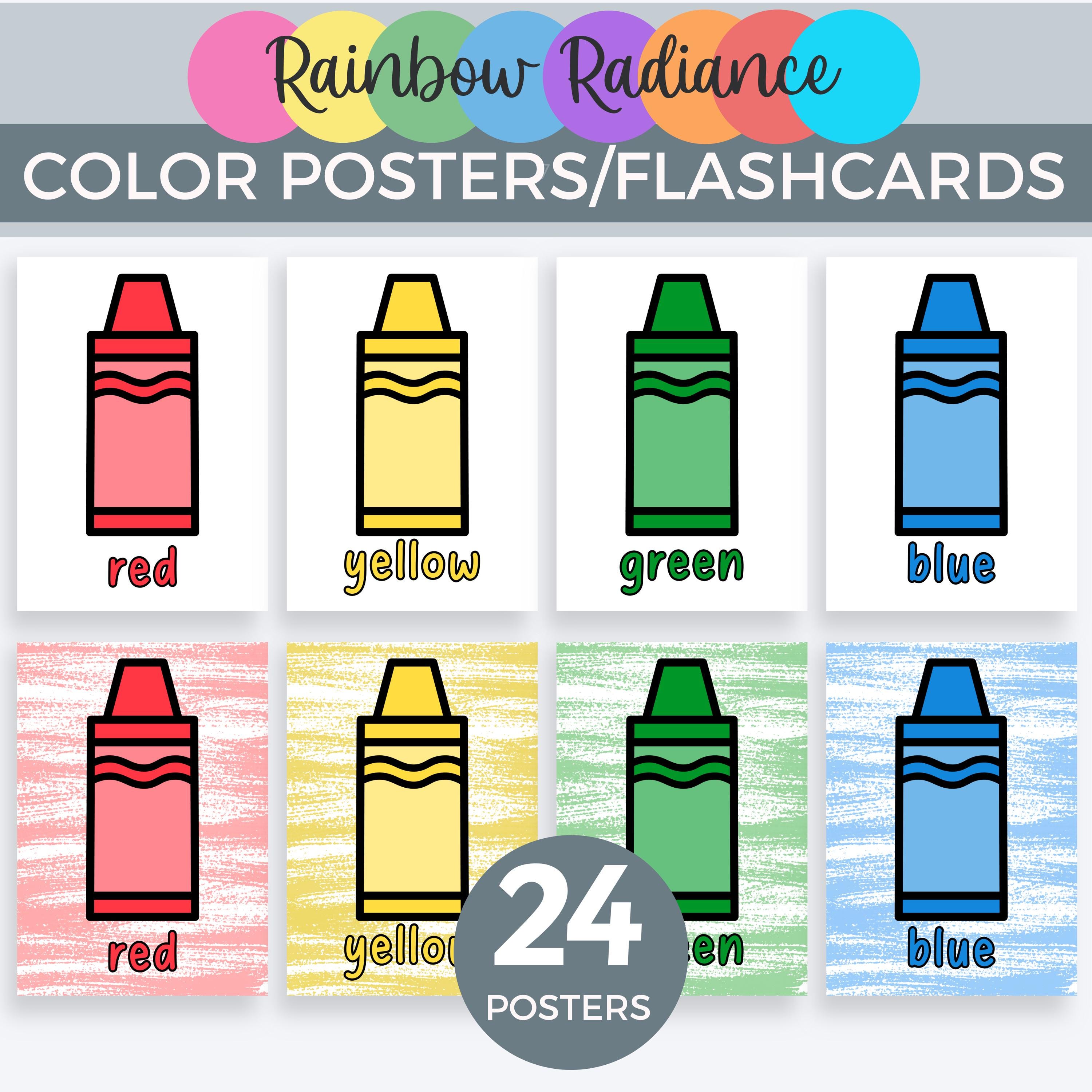 Color Posters and Flashcards, Crayon Theme Classroom Decor, Printable ...