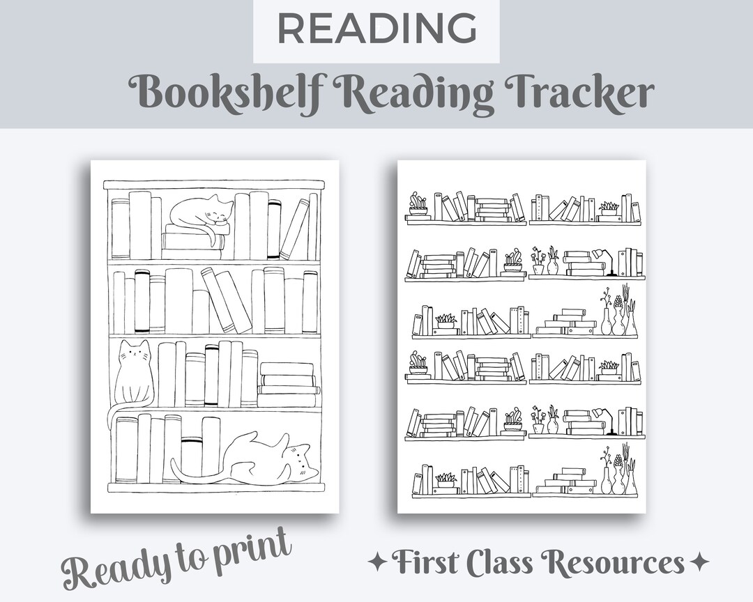 Reading Log Poster, Reading Tracker Printable, Bookshelf Reading Log ...