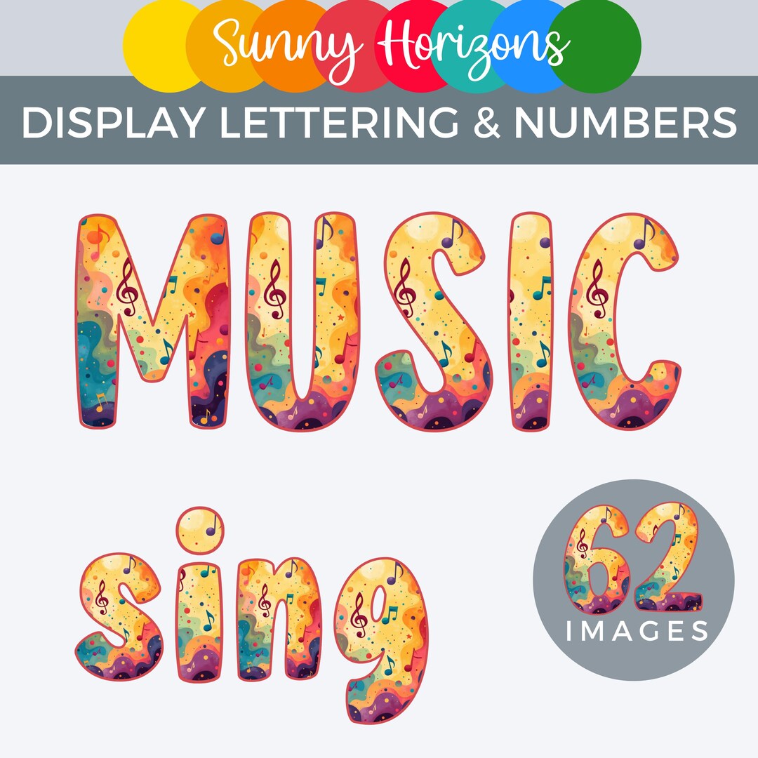 Music Display Lettering, Classroom Decor, Alphabet & Numbers, Musical ...