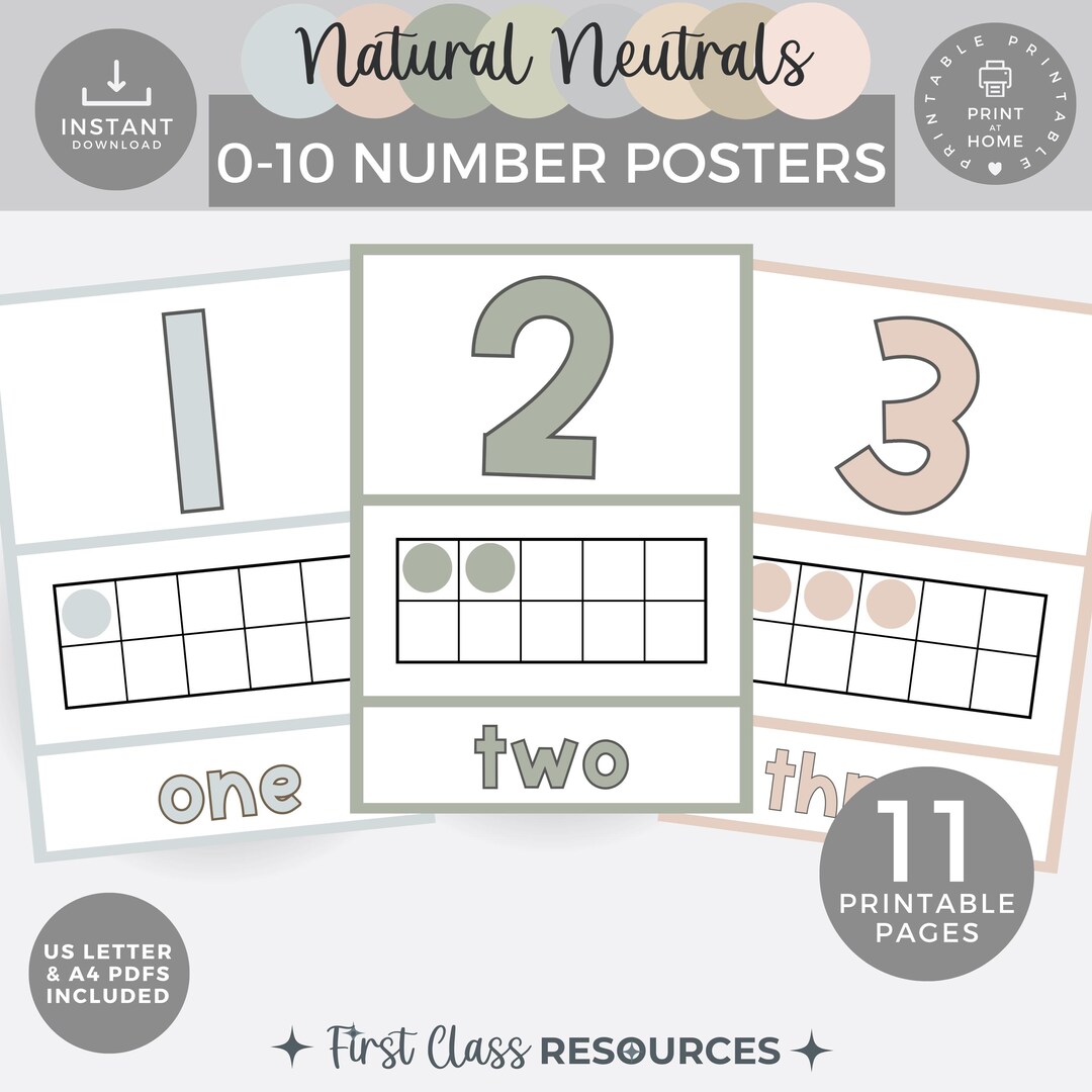 Numbers 0-10 Posters, Ten Frame Number Poster Preschool Reception ...