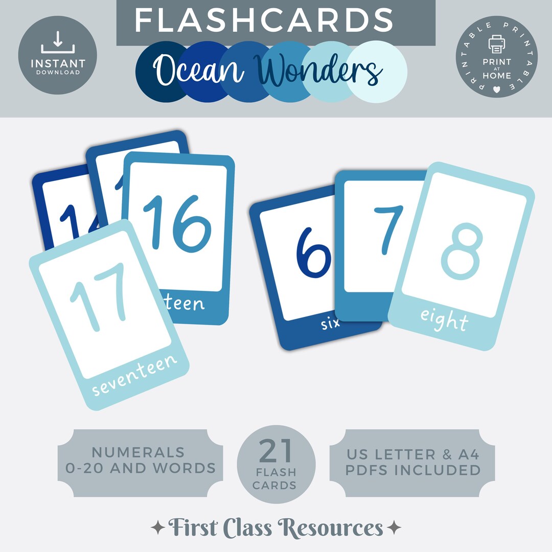 Count to 20 Numbers Flashcards, 0-20 Number Cards, Digital Download ...