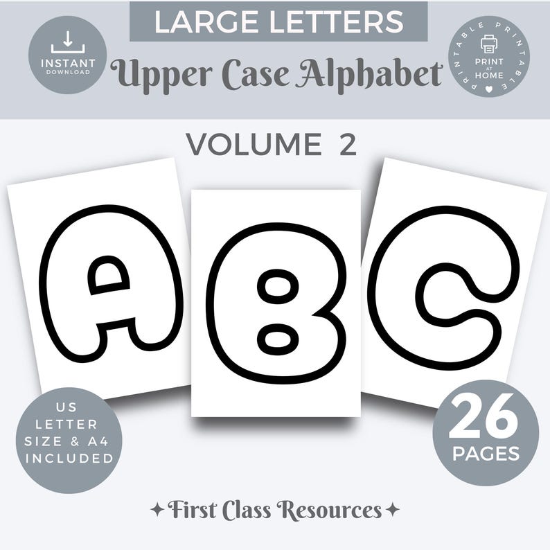 Large Printable Letters for Classroom Vol 2 Printable Alphabet Upper ...