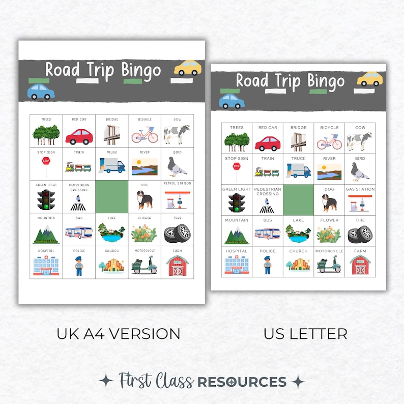 Road Trip Bingo for Kids, Travel Activity Sheet, Road Trip Game ...
