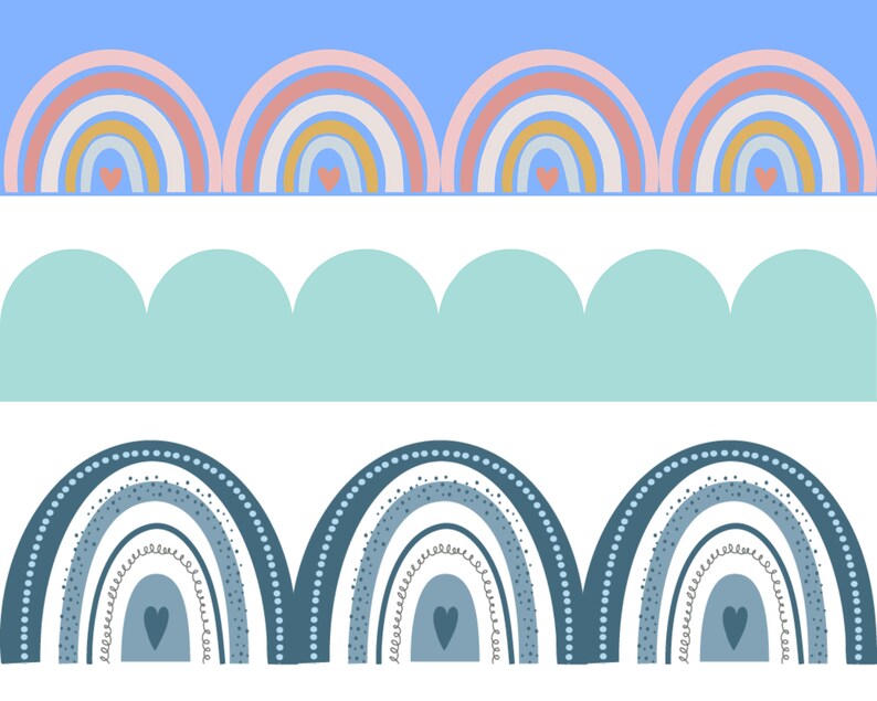 Teacher Bulletin Board Borders Rainbow Board Borders Modern Classroom ...