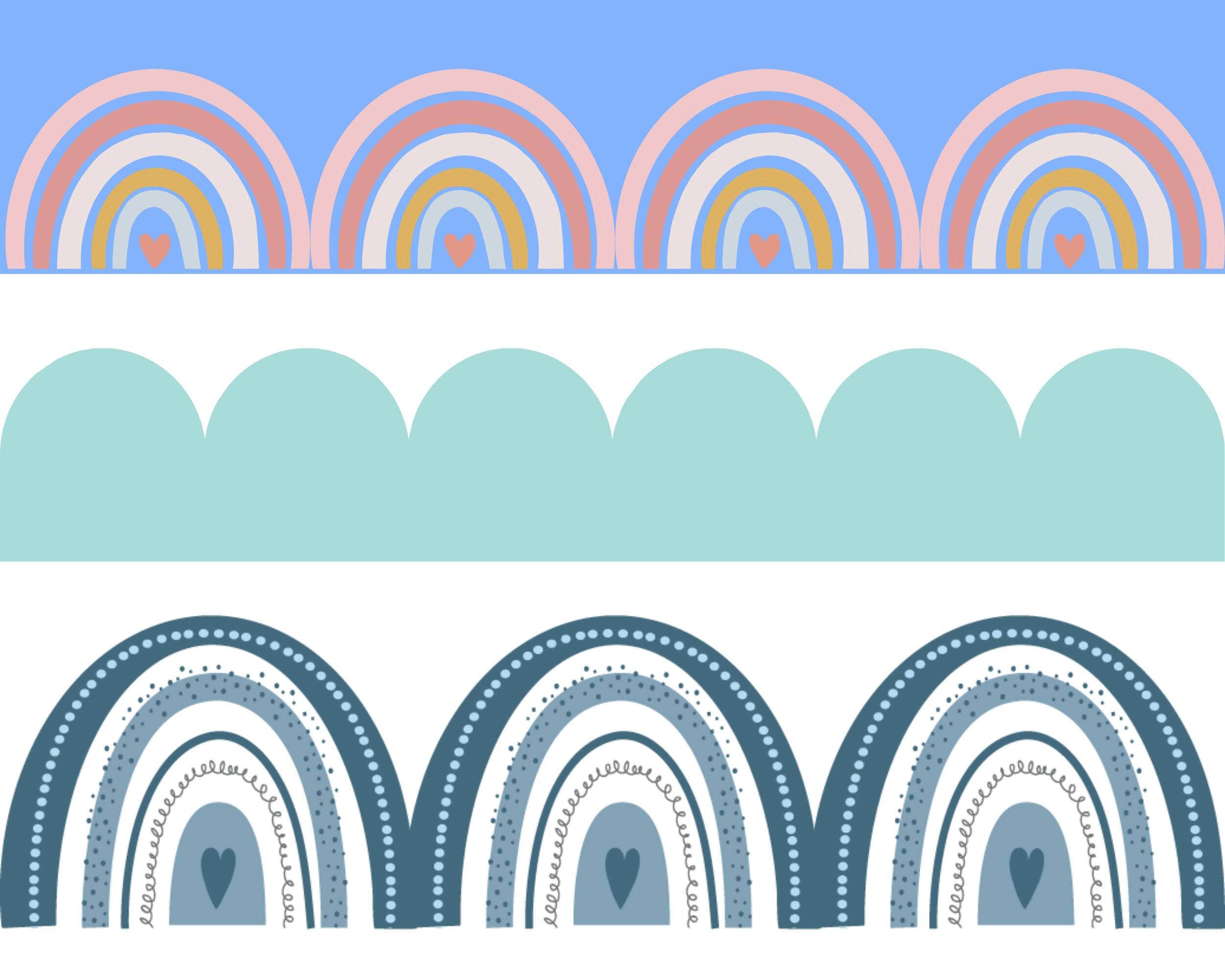 Teacher Bulletin Board Borders Rainbow Board Borders Modern Classroom ...