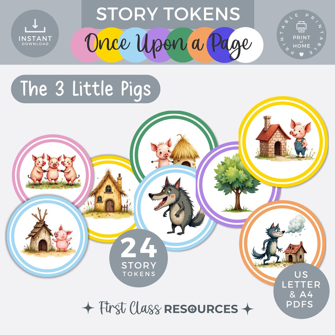 Three Little Pigs Story Tokens, Fairytale Sequencing Cards Story ...