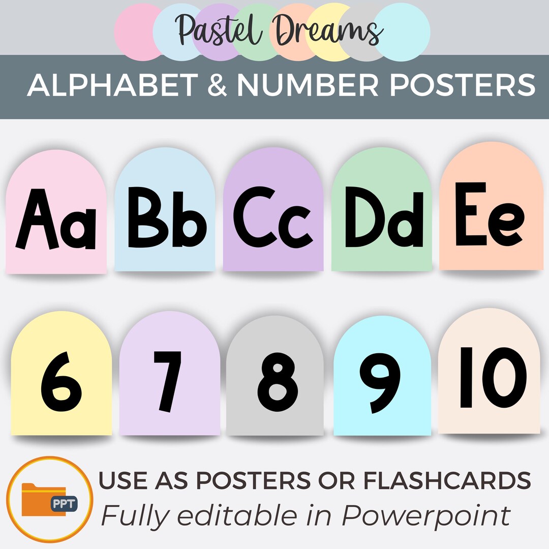 Pastel Alphabet and Number Posters Bundle, Editable A-Z & 1–20 Display ...