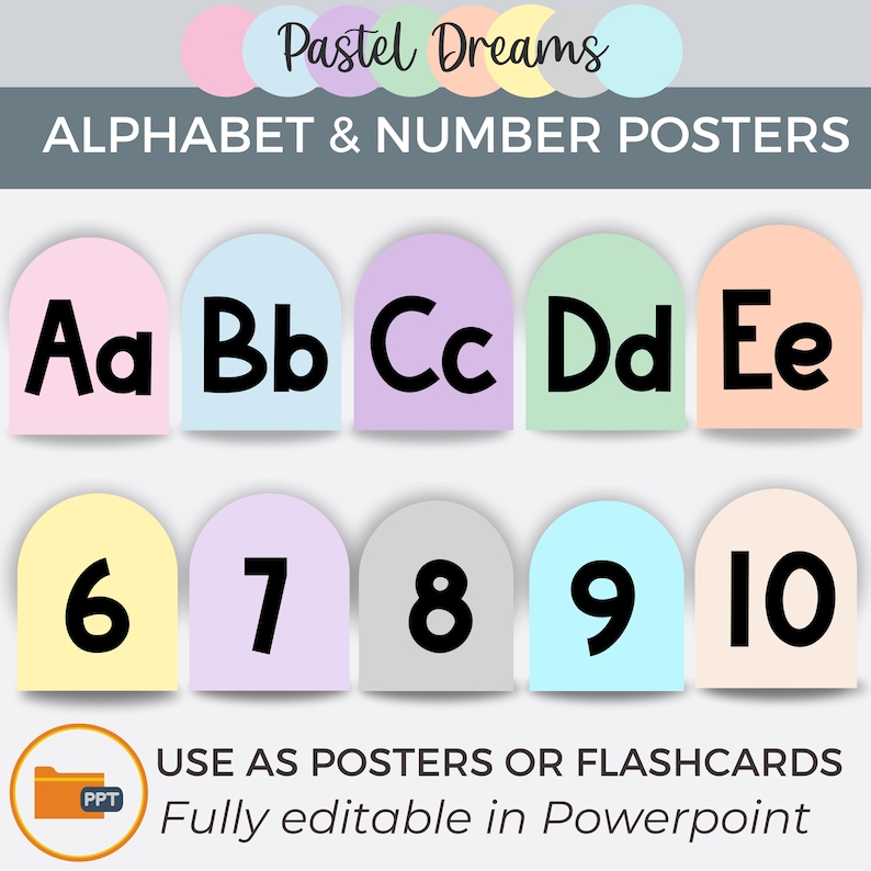 Pastel Alphabet and Number Posters Bundle, Editable A-Z & 1–20 Display ...