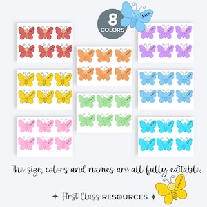 Butterfly Name Tags Classroom, Editable Name Labels for Kids, Rainbow ...