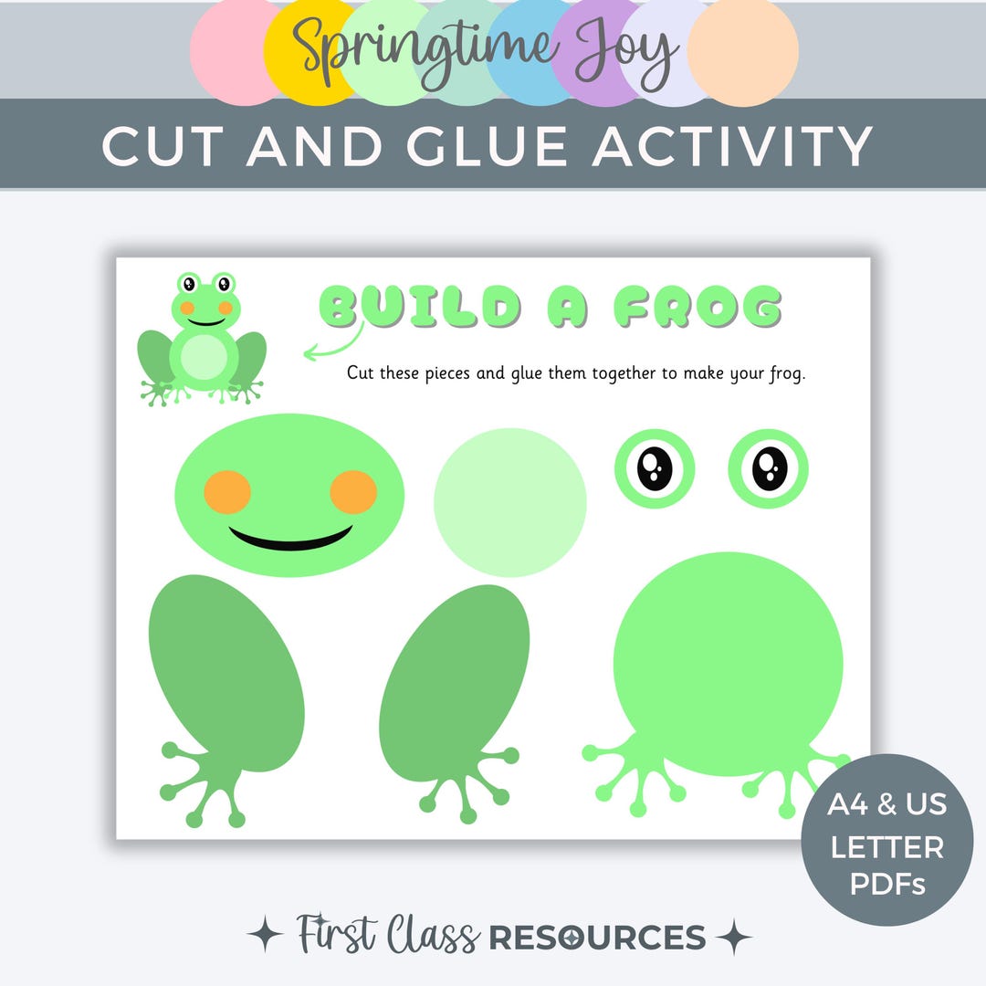 Build a Frog Craft, Spring Cut and Paste Activity for Kids, Fine Motor ...