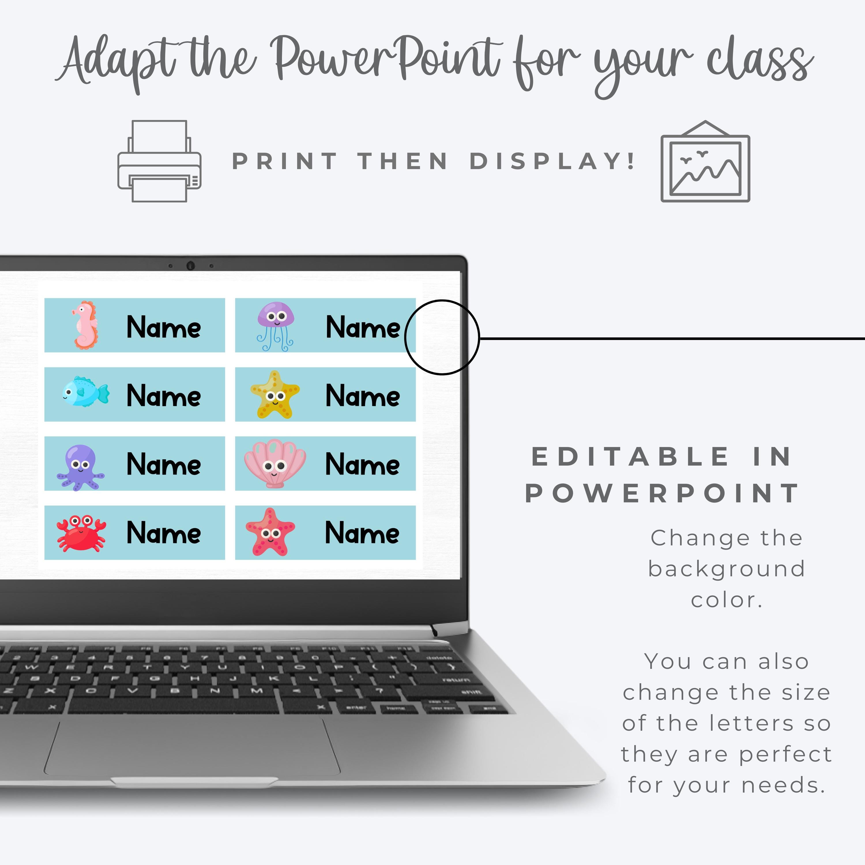 Under the Sea Classroom Theme, Ocean Name Tags, Editable Sea Creature ...