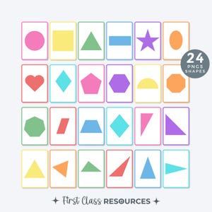 Basic Shapes Flashcards for Kids, 2D Shape Cards With Names and Without ...
