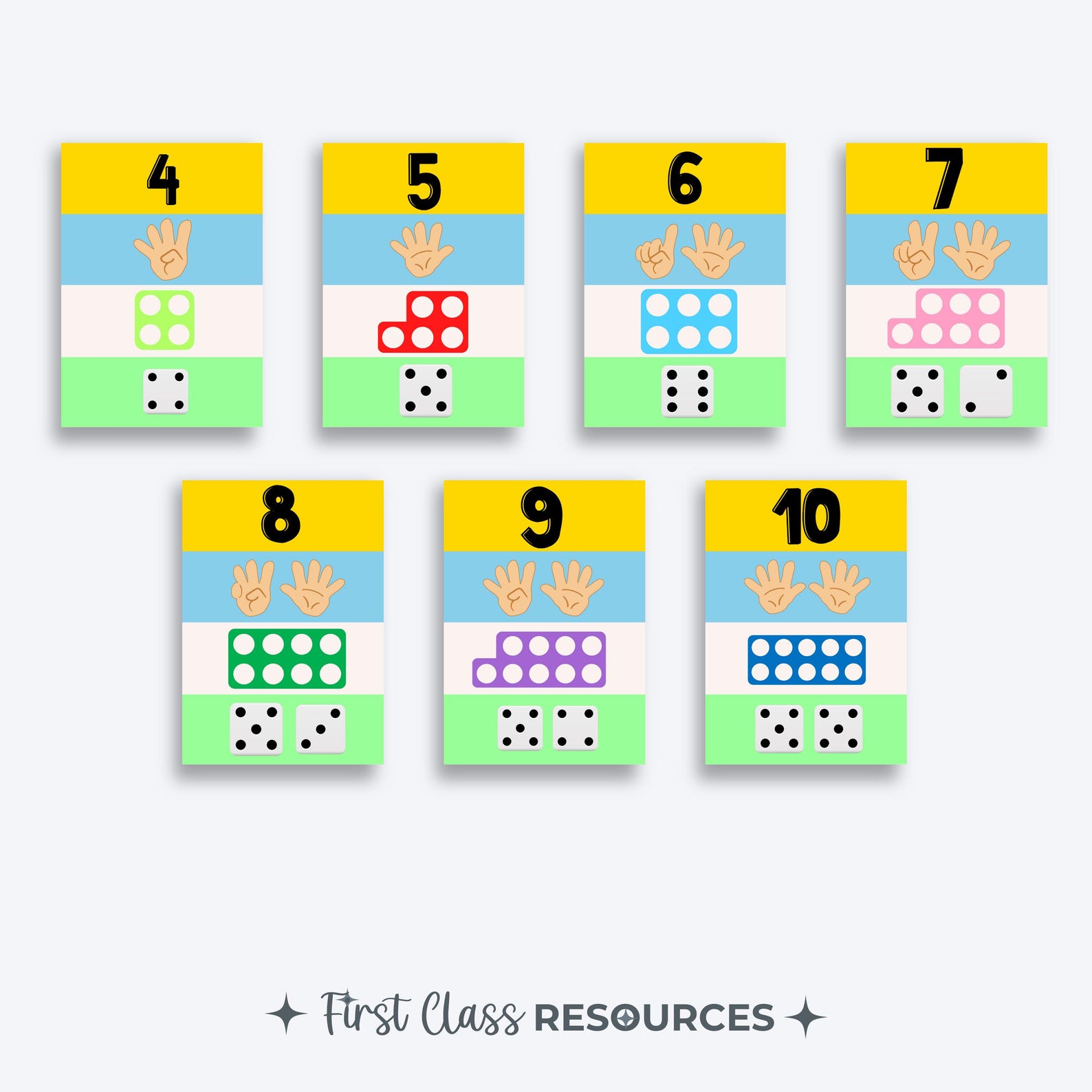 Number Flashcards and Posters 1- 10, Spring Classroom Decor, Numeral ...