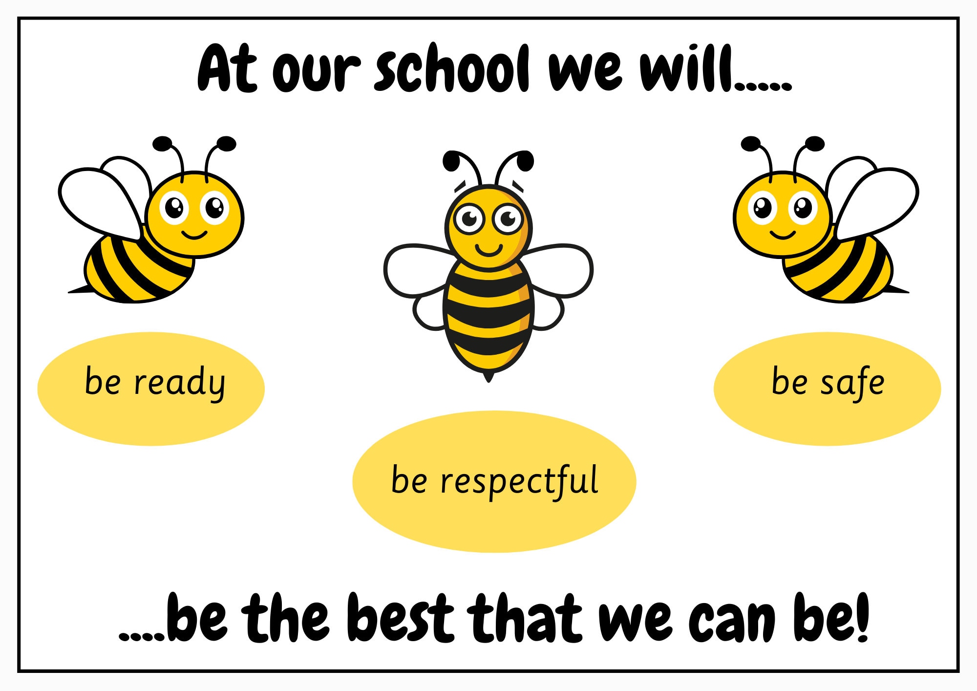 Ready Respectful Safe Posters, Three Bees, Editable School Rules ...
