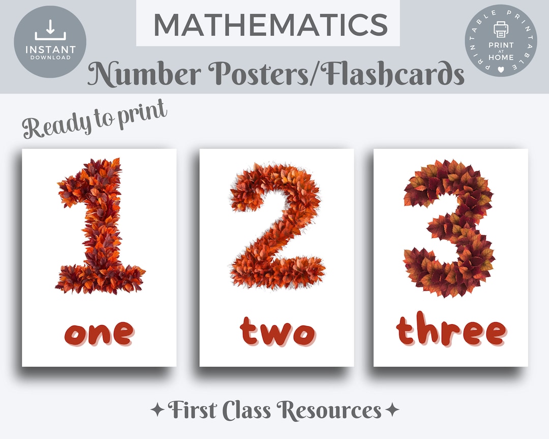 Nature Numbers 1-10 Posters Autumn Leaves Maths Posters Natural ...