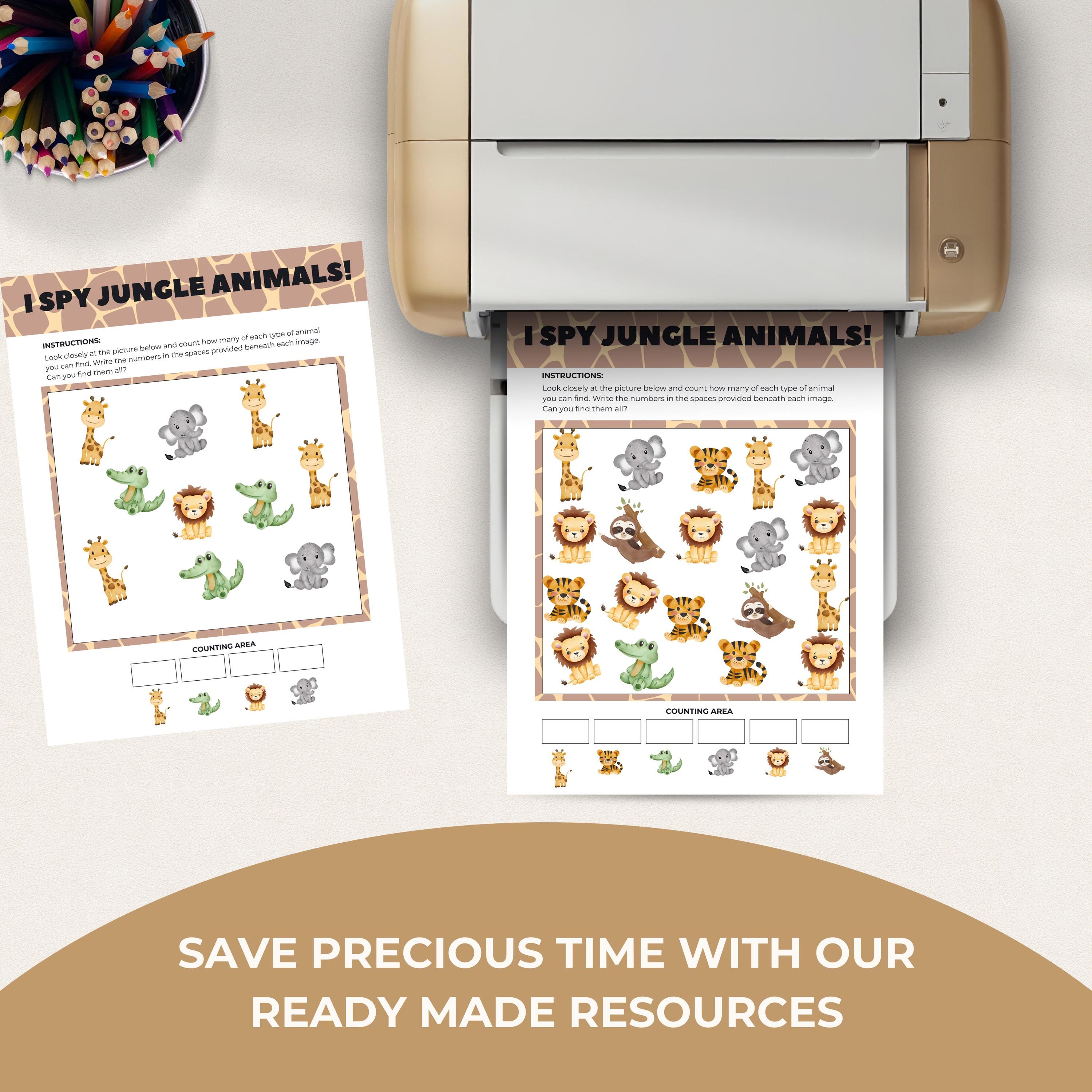 I Spy Animals Printable Activity Sheets, I Spy Jungle Animals Counting ...