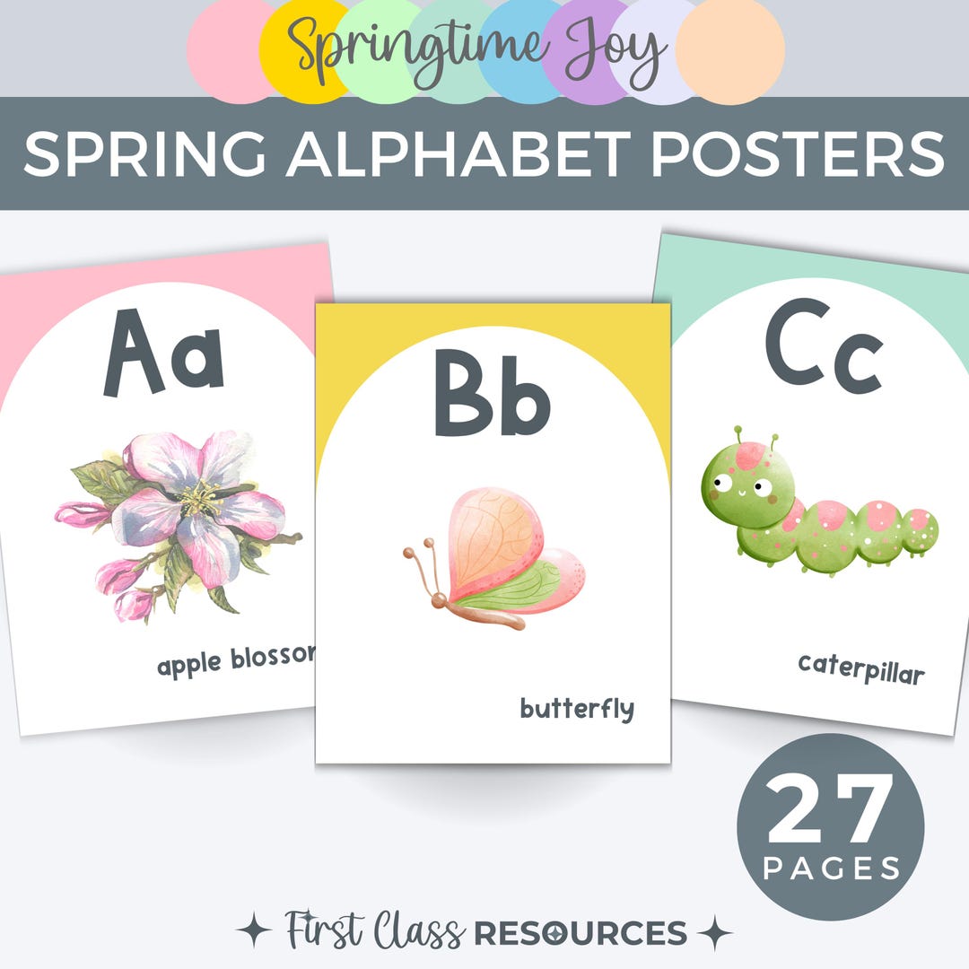 Spring Alphabet Posters, A-Z Letter Recognition, Spring Classroom Decor ...