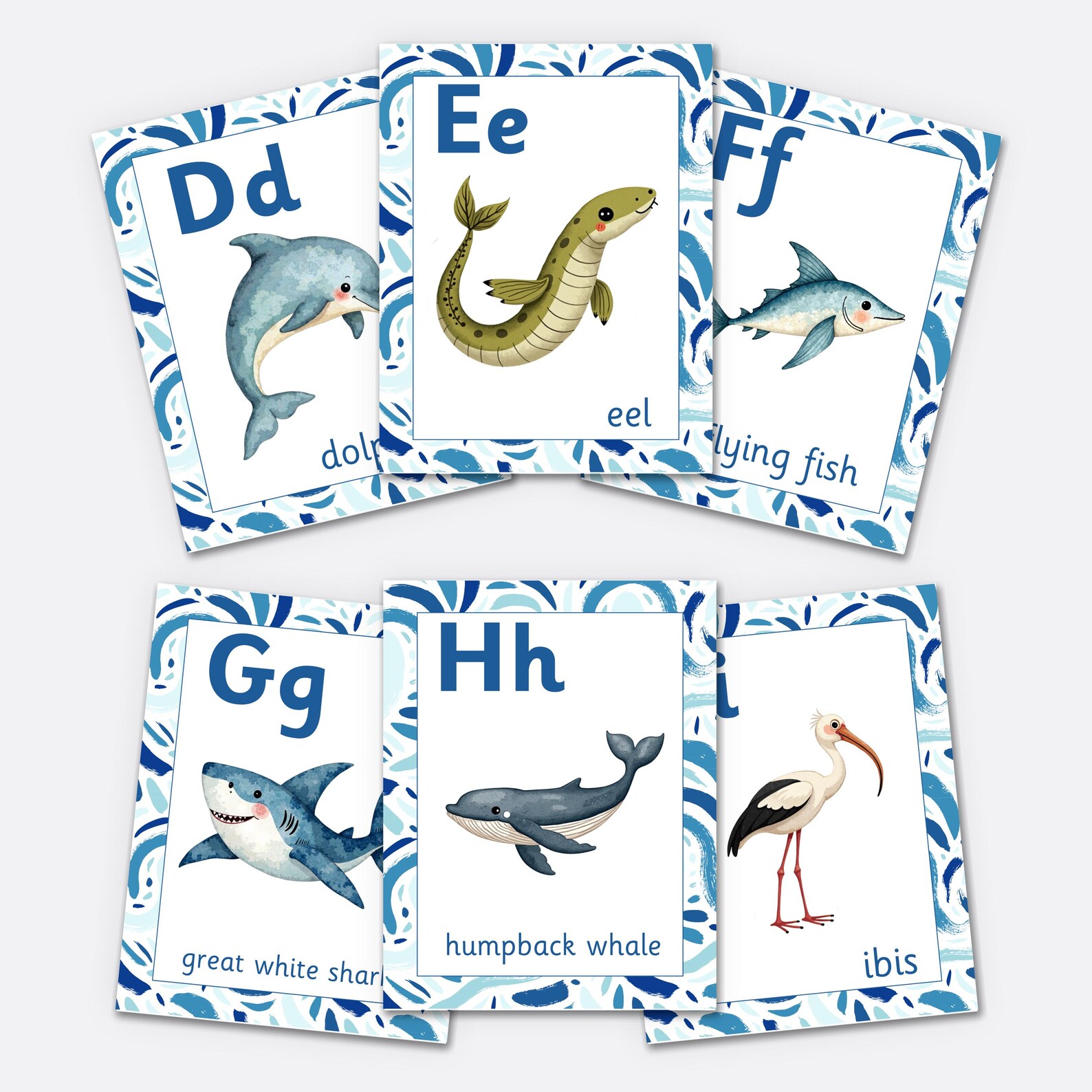 Ocean Animals Alphabet Posters, A - Z Printable Flashcards, Classroom ...