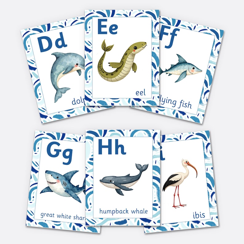 Ocean Animals Alphabet Posters, A - Z Printable Flashcards, Classroom ...