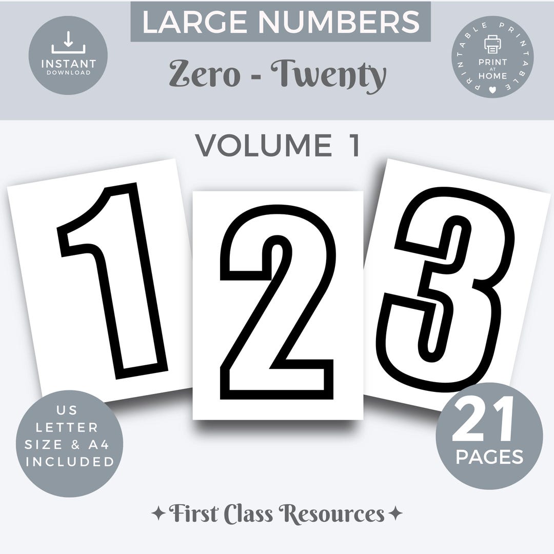 Large Printable Numbers for Classroom, Printable Numbers 0-20 Block ...