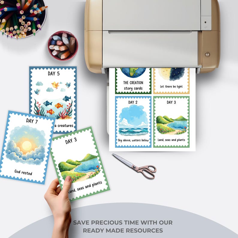 Days of Creation Flashcards and Posters, Bible Story Printables PDF ...