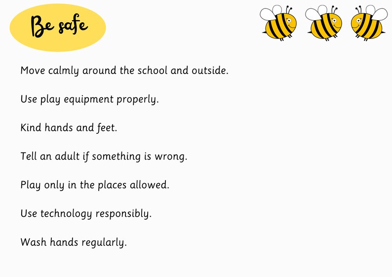 Ready Respectful Safe Posters, Three Bees, Editable School Rules ...