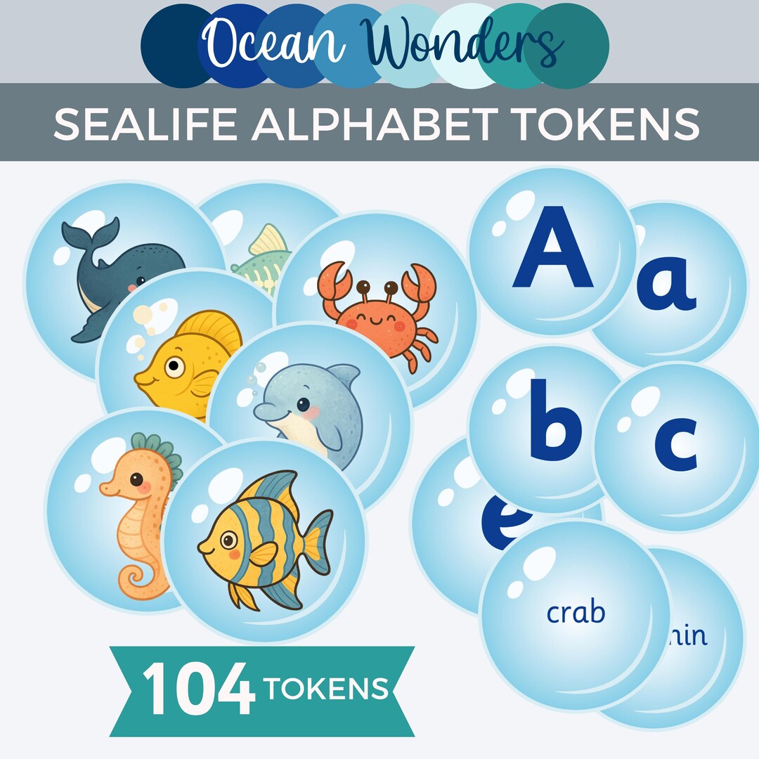 Under the Sea Alphabet Download, Ocean Wonders Alphabet Tokens, A-Z Sea ...