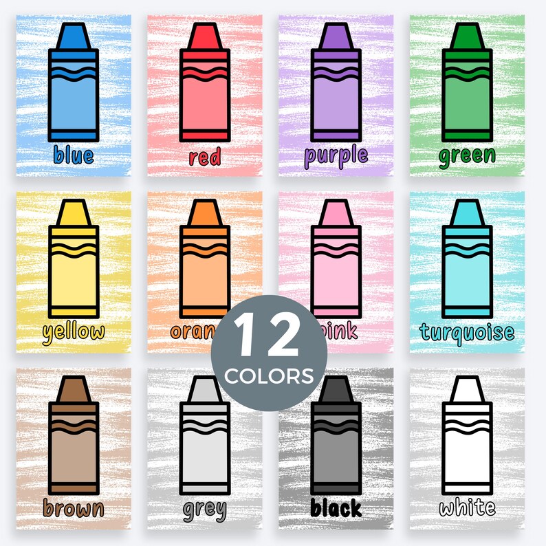 Color Posters and Flashcards, Crayon Theme Classroom Decor, Printable ...