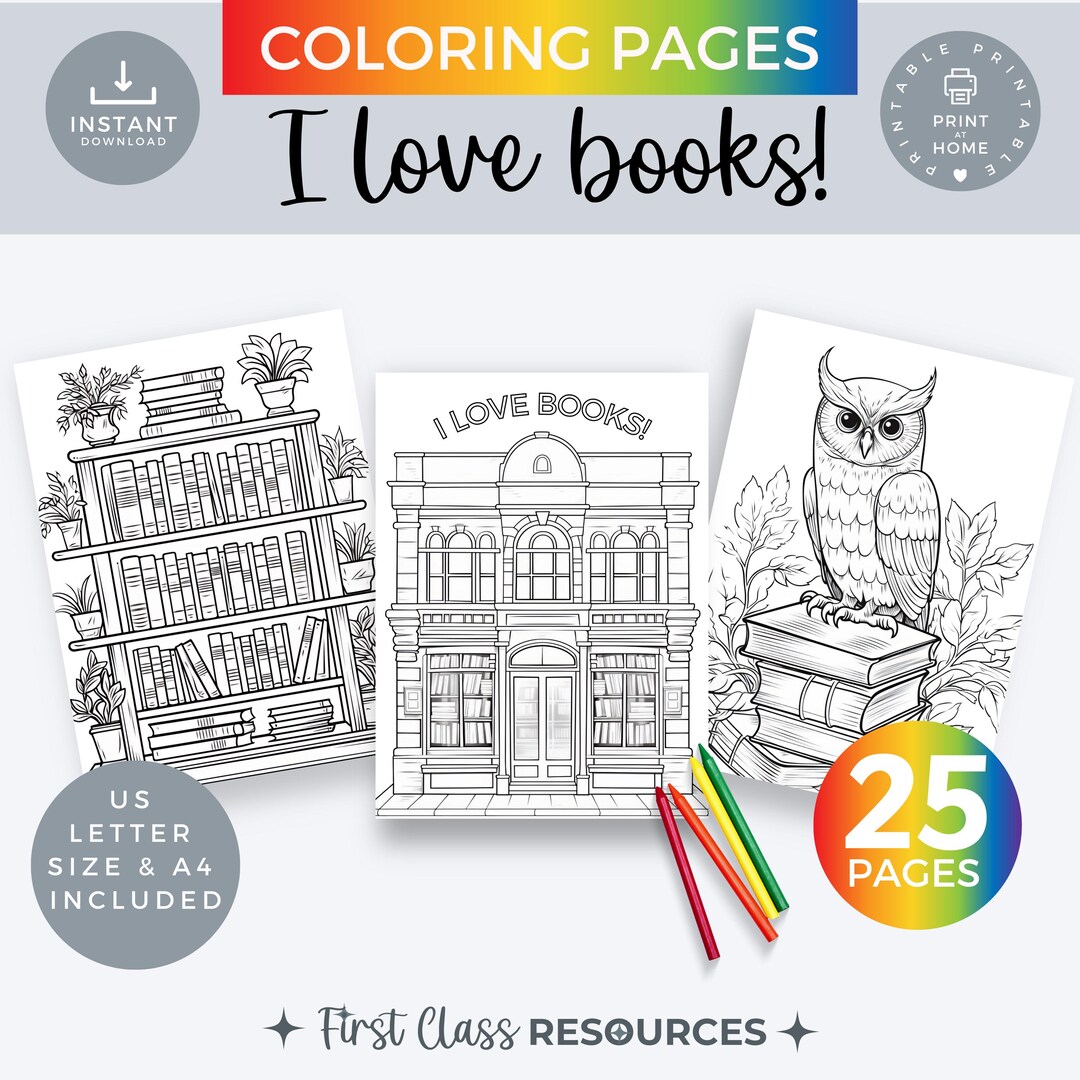 I Love Books Coloring Pages, Bookstore Coloring Book Printable Reading ...