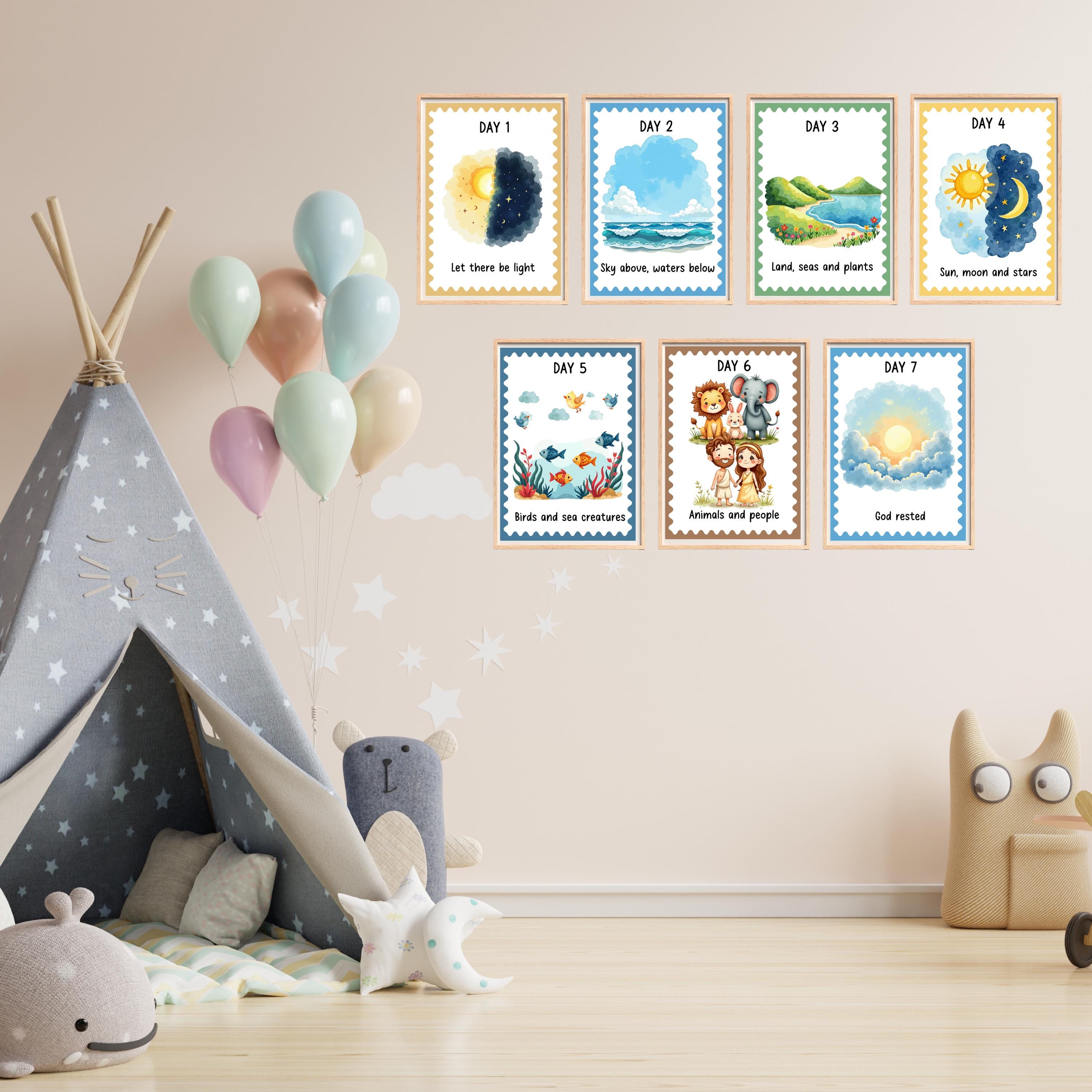 Days of Creation Flashcards and Posters, Bible Story Printables PDF ...