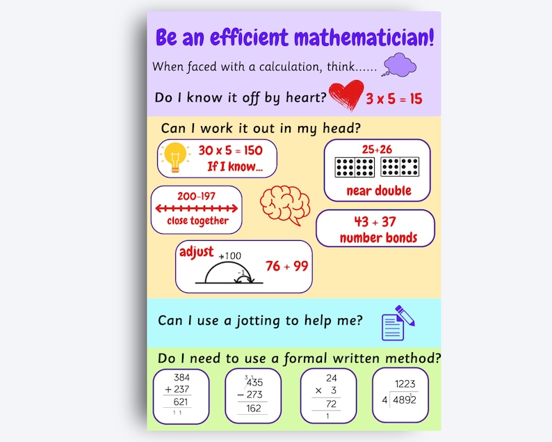Maths Poster, Math Poster, Calculation Methods, Mental Maths, Number ...