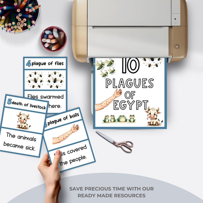 10 Plagues of Egypt Flashcards Posters, Printable Bible Story Matching ...