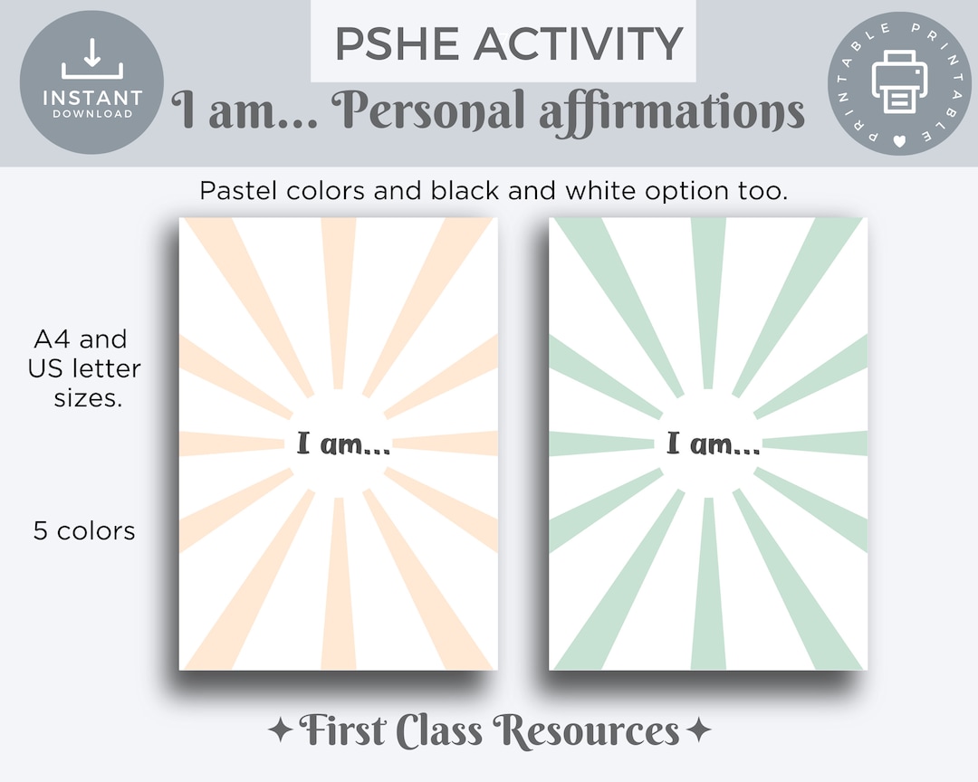 I Am Worksheet, Positive Affirmations Worksheet, Notes to Self ...