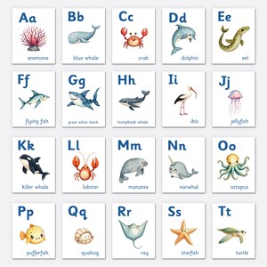 Ocean Animals Alphabet Posters, A - Z Printable Flashcards, Classroom ...