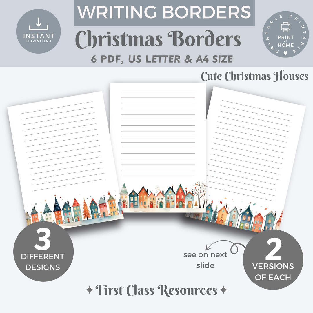 Christmas Borders Frames, Christmas House Borders for Writing, 3 ...