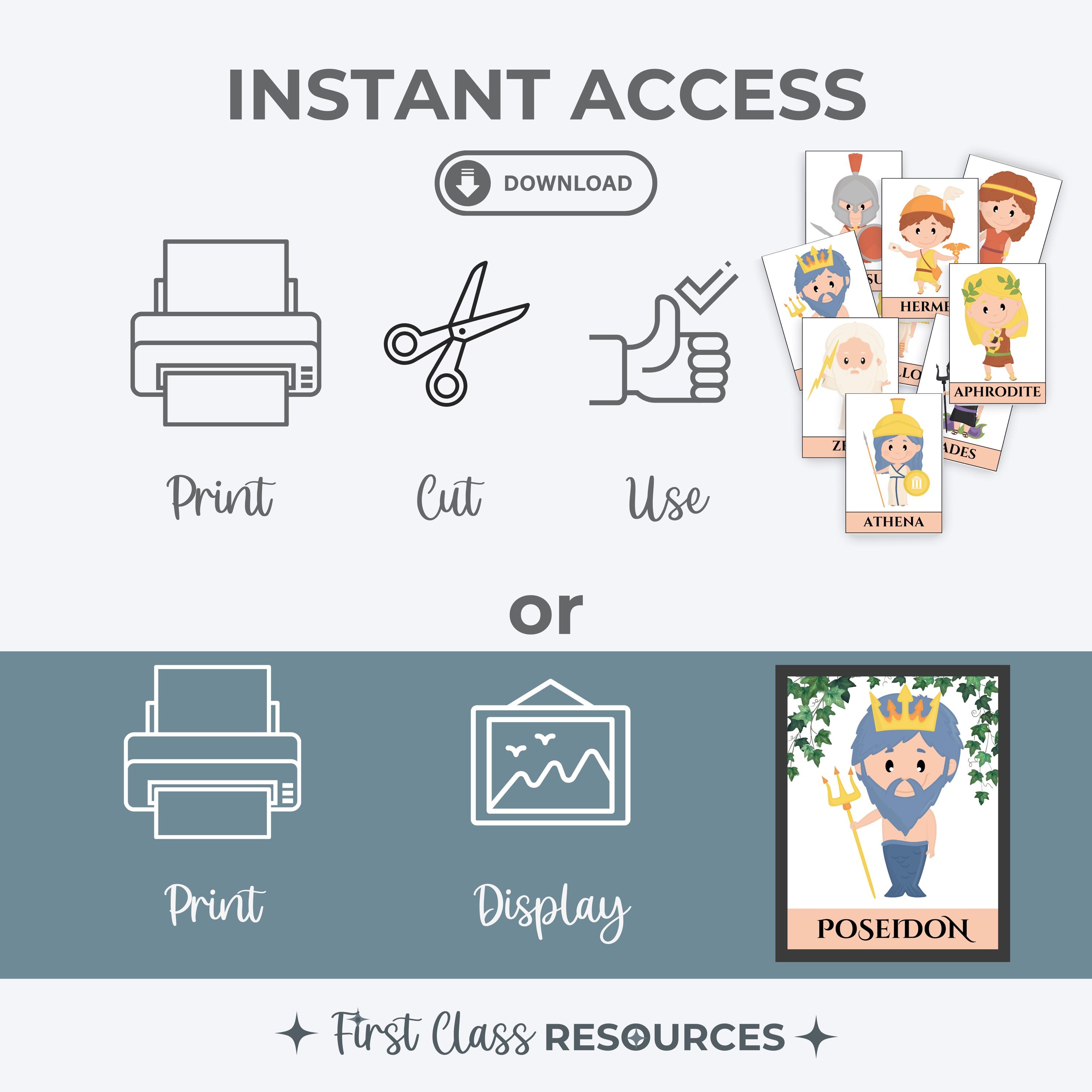 Greek Gods Flashcards, Greek Gods Poster Set Greek Gods and Goddesses ...