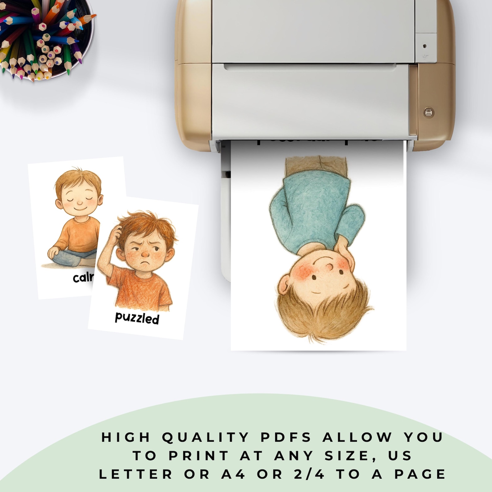 Emotion Face Flashcards for Kids, Feelings Poster Set, Calm and ...