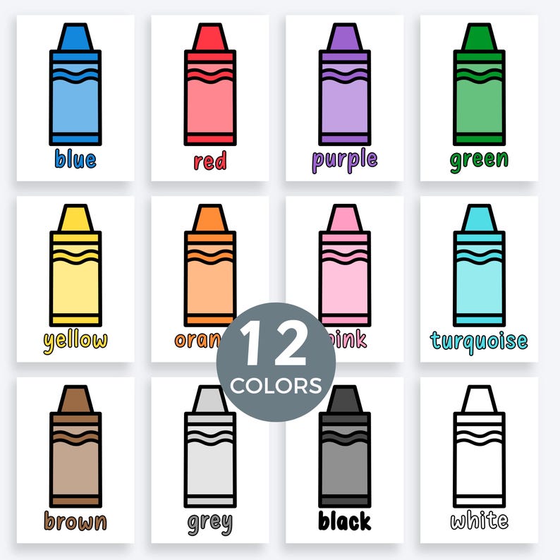 Color Posters and Flashcards, Crayon Theme Classroom Decor, Printable ...