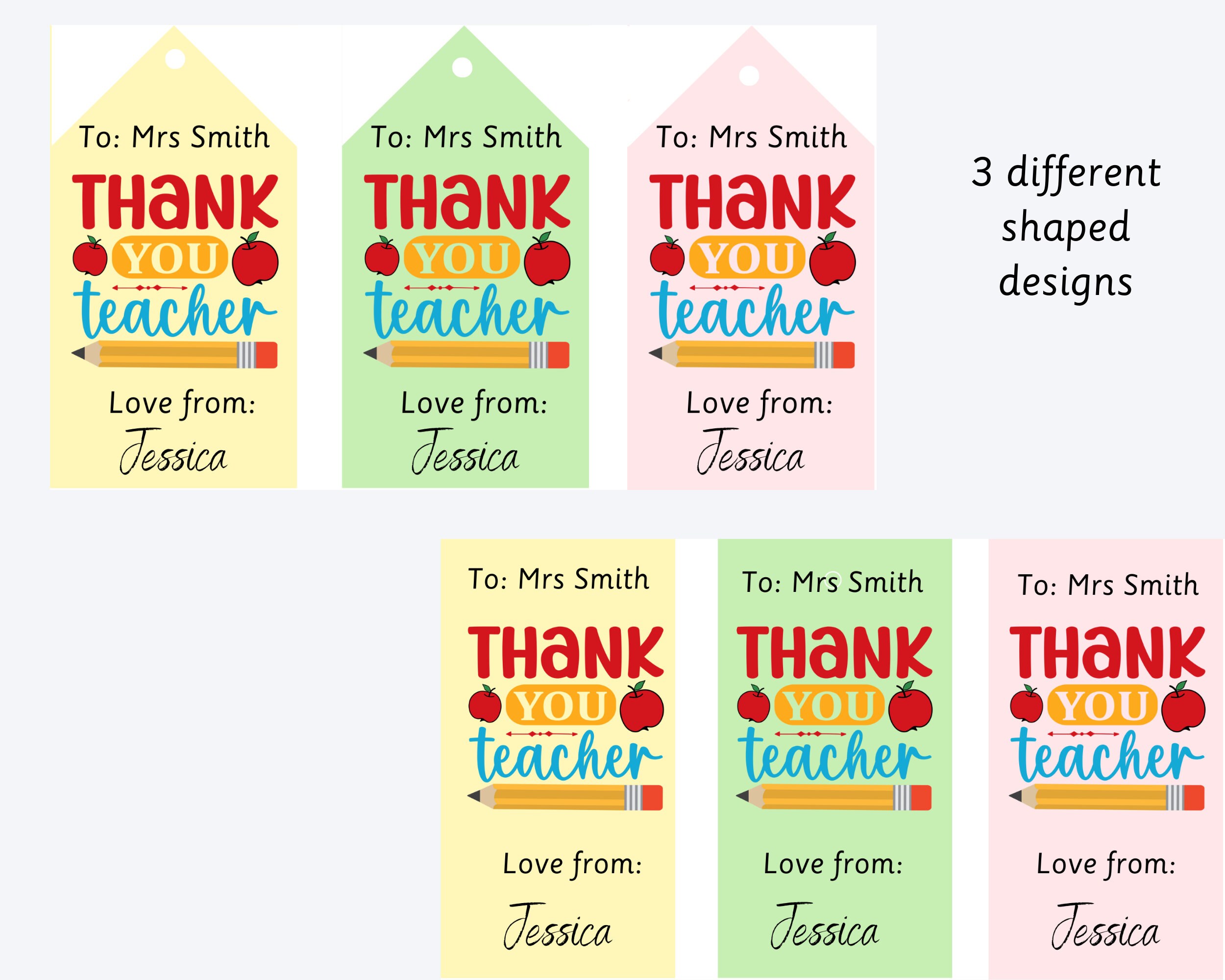 Teacher Appreciation Tags End of School Year Thank You Gift Teacher ...