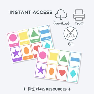 Basic Shapes Flashcards for Kids, 2D Shape Cards With Names and Without ...