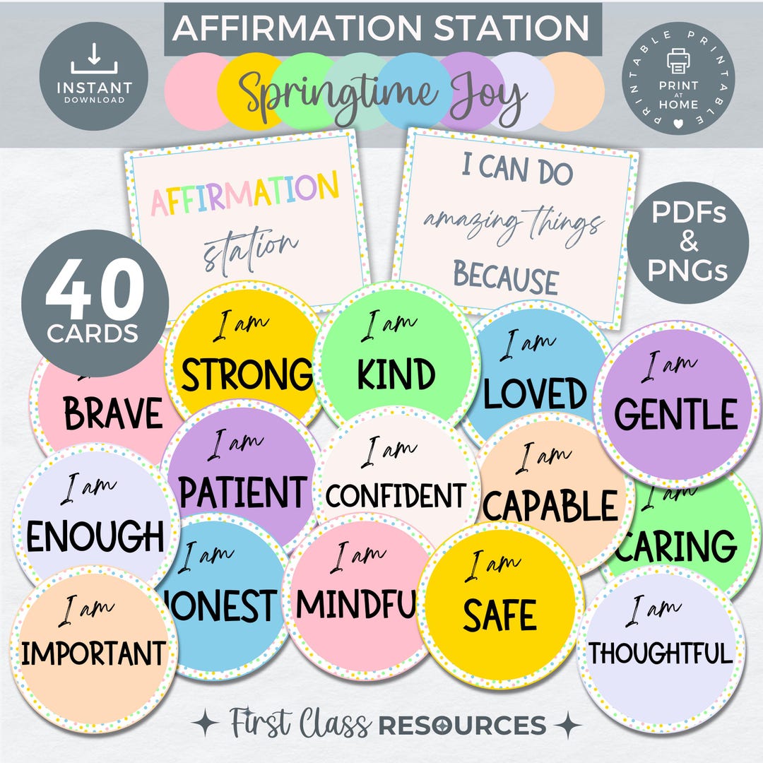 Affirmation Station Classroom Decor Positive Growth Mindset Display 40 ...