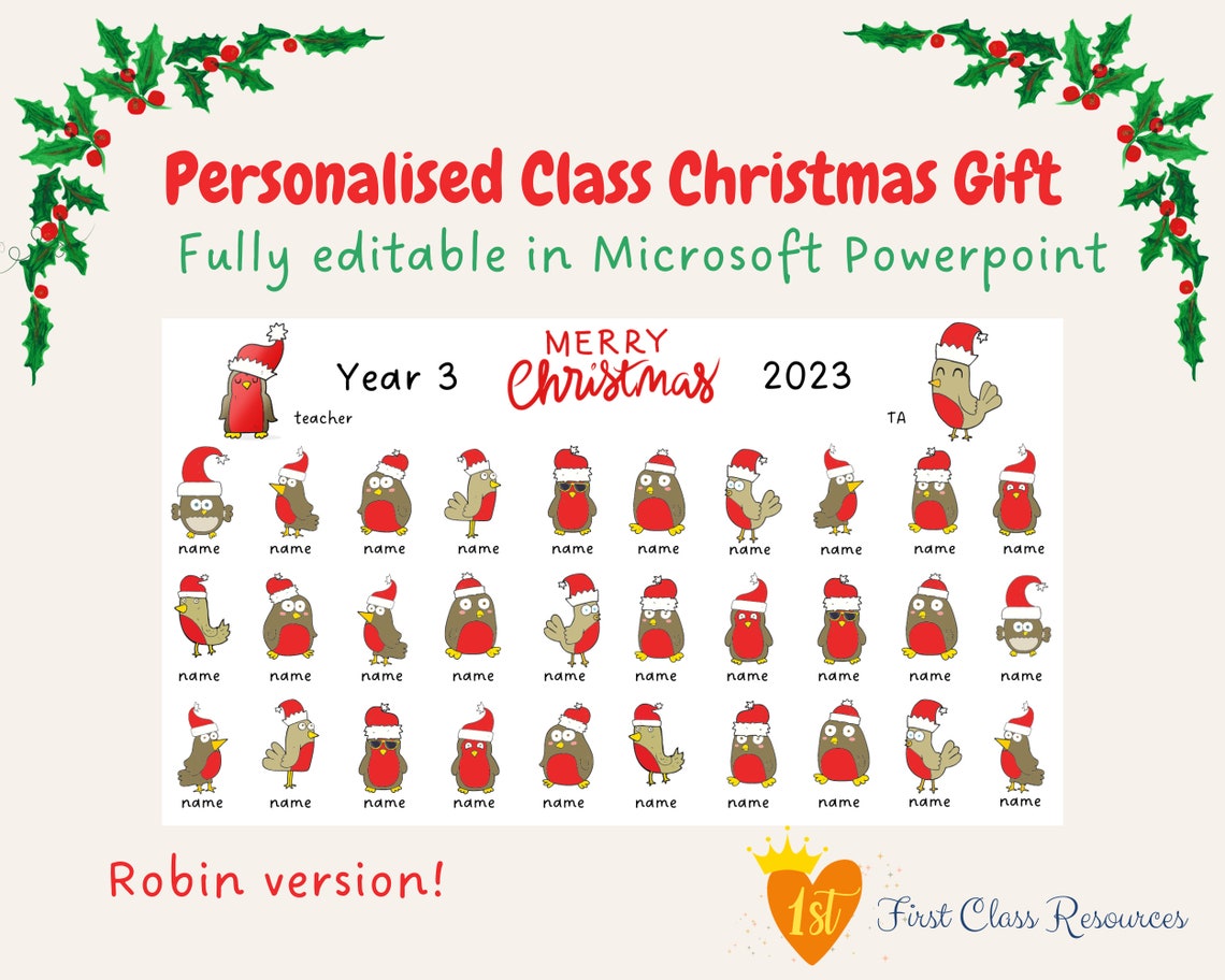 Personalised Class Christmas Card, Class Christmas Gift, Christmas ...