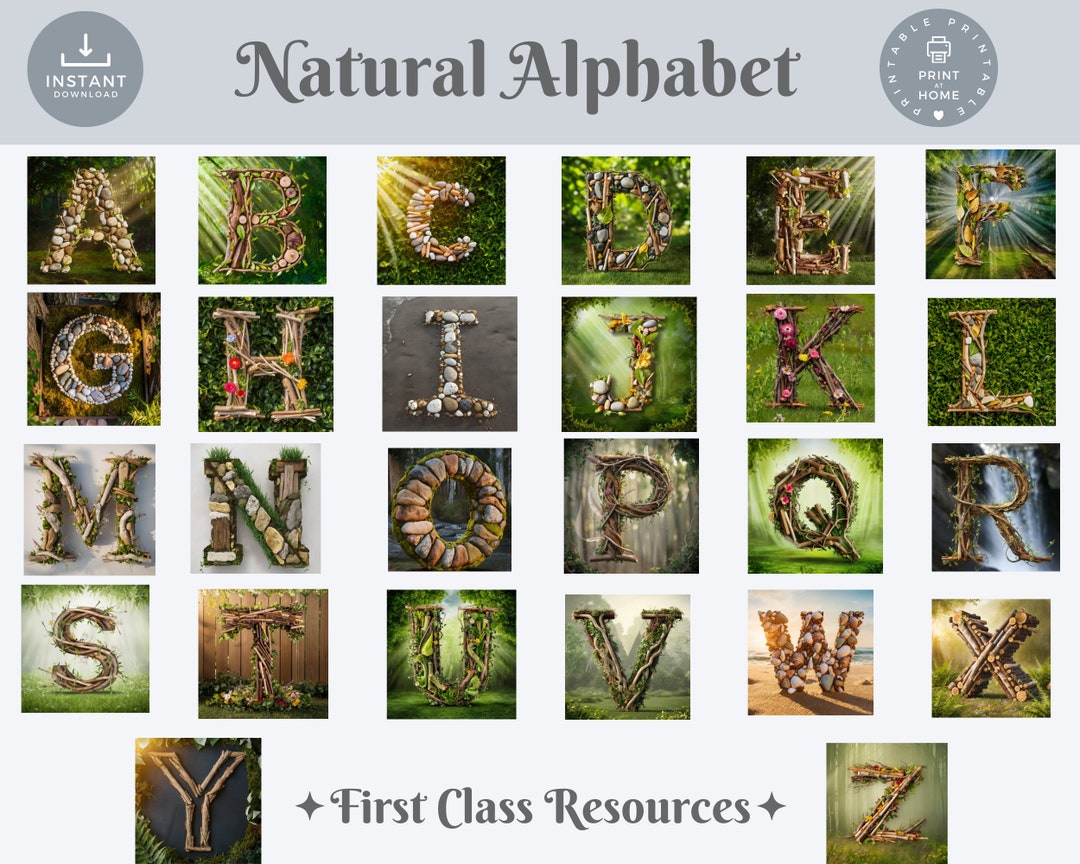 Nature Alphabet Cards Printable, Digital Download, Natural Early Years ...