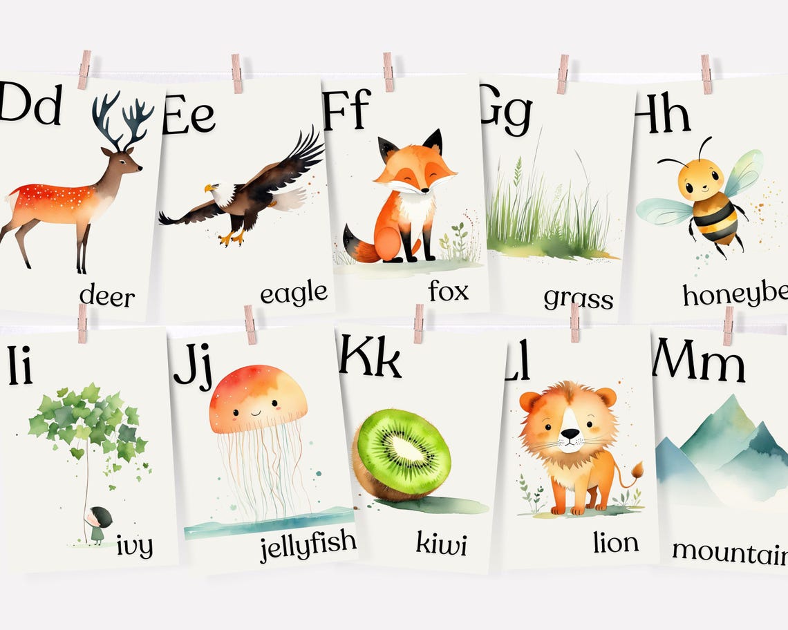 Nature Themed Alphabet Cards, Alphabet Posters Classroom Decor ...