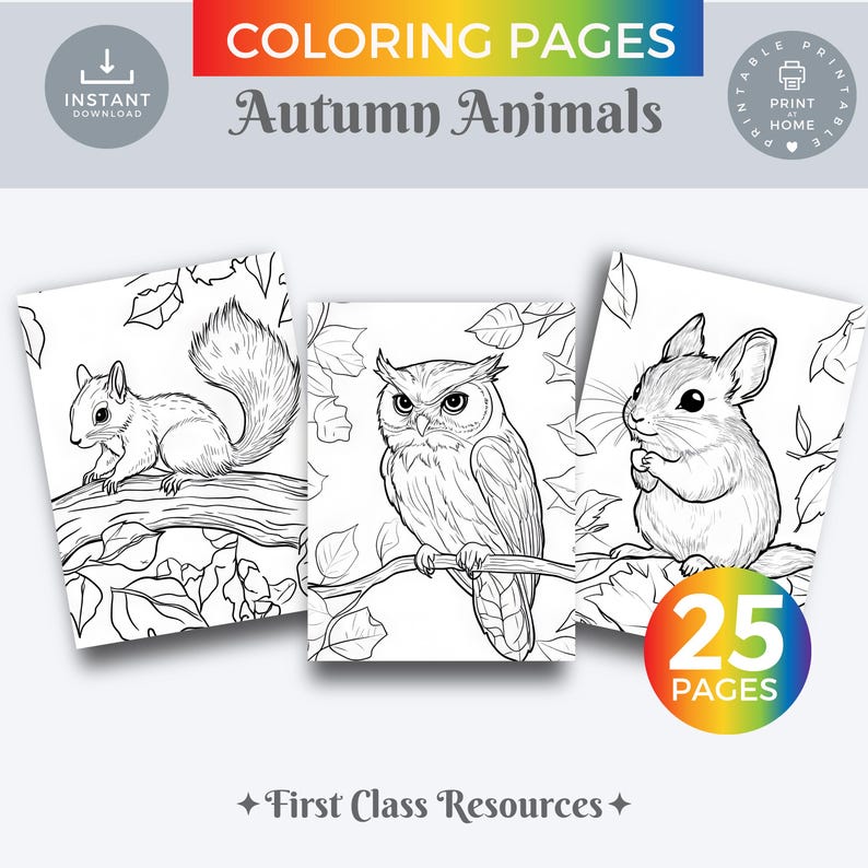 Autumn Animals Coloring Pages for Kids Fall Autumn Coloring Pages ...