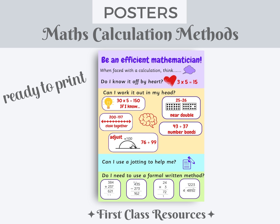 Maths Poster, Math Poster, Calculation Methods, Mental Maths, Number ...