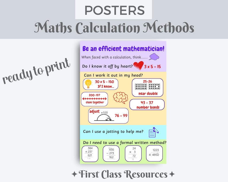 Maths Poster, Math Poster, Calculation Methods, Mental Maths, Number ...