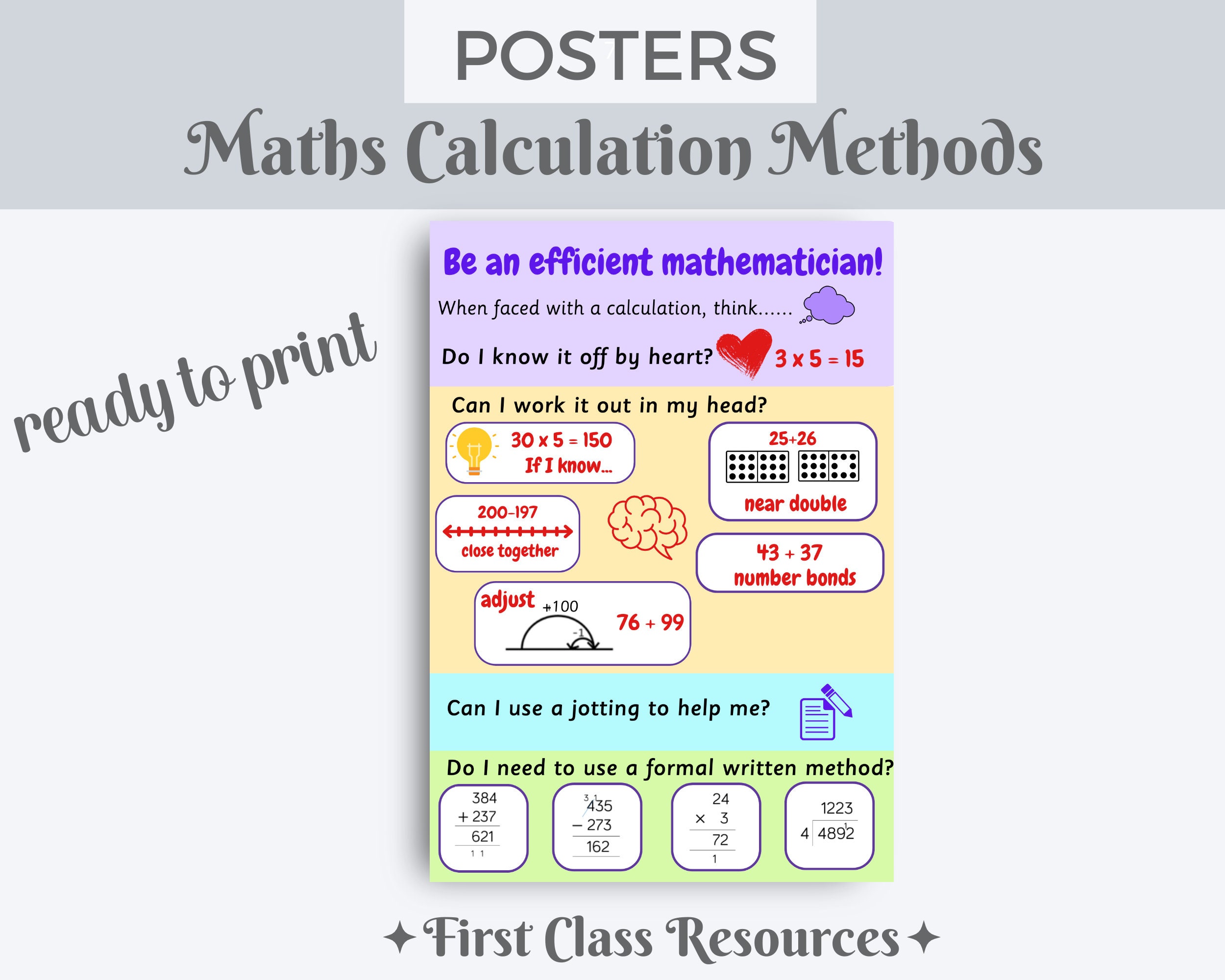 Maths Poster, Math Poster, Calculation Methods, Mental Maths, Number ...