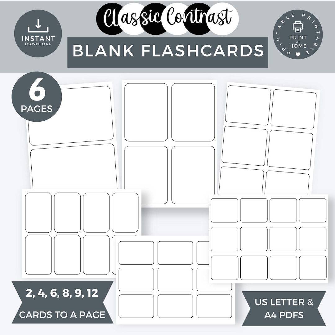 Blank Printable Flashcards, Editable Index Cards, DIY Study Cards ...